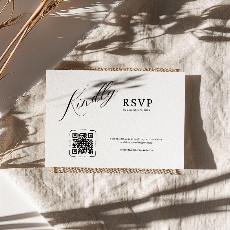 Elegant RSVP Card Wedding Template: Editable QR Code Rsvp Template - Etsy