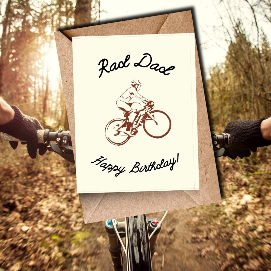 Mountain Bike Birthday Card, Rad Dad Bike Greeting Card, Outdoorsy Gift ...