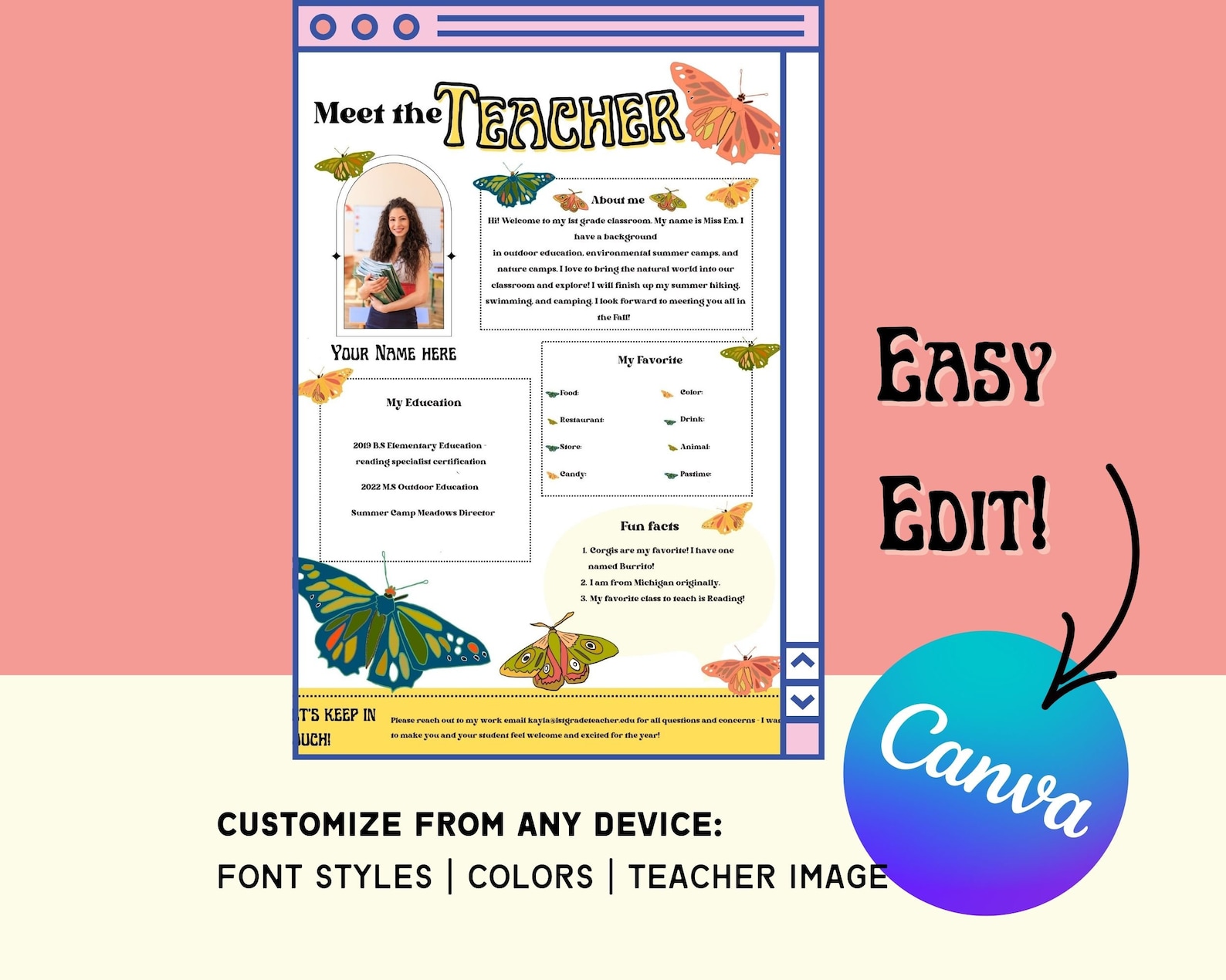 Groovy Meet the Teacher, Retro Classroom Printable Template, Teacher ...