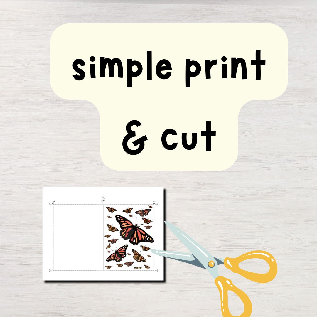 Butterfly Note Card, Printable Greeting Card, Monarch Notecards ...
