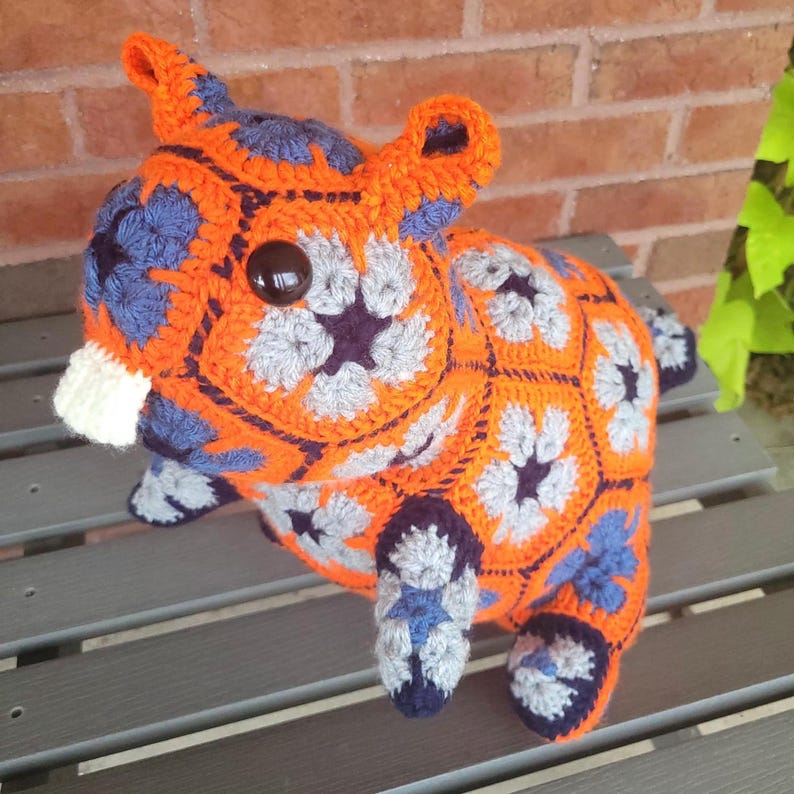 Doug, the Crochet Beaver With African Flower Motifs - Etsy