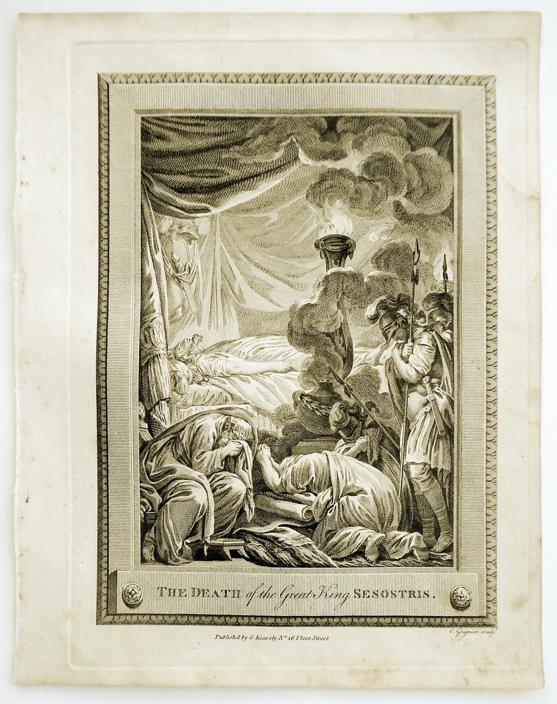 King Sesostris, Late 1700s Monnet Grignion Copper-plate Engraving, the ...