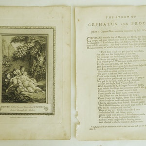 Procris and Cephalus, 1700s Monnet Walker Copper-plate Engraving ...