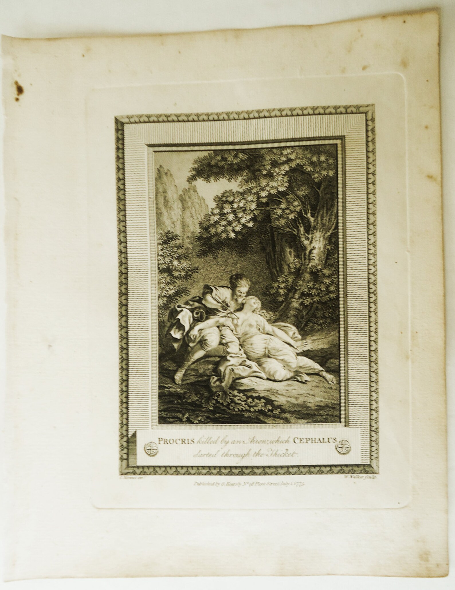 Procris and Cephalus, 1700s Monnet Walker Copper-plate Engraving ...