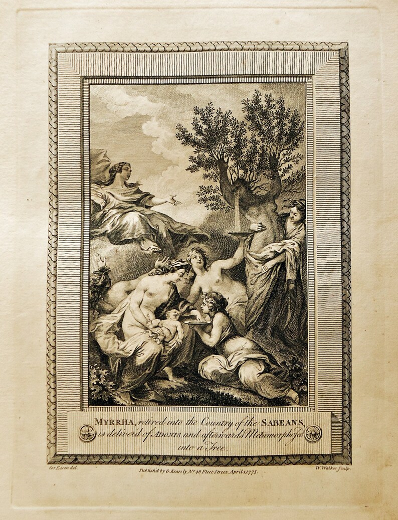 1775 Myrrha and Adonis, Eisen Walker Copper-plate Engraving. "myrrha ...