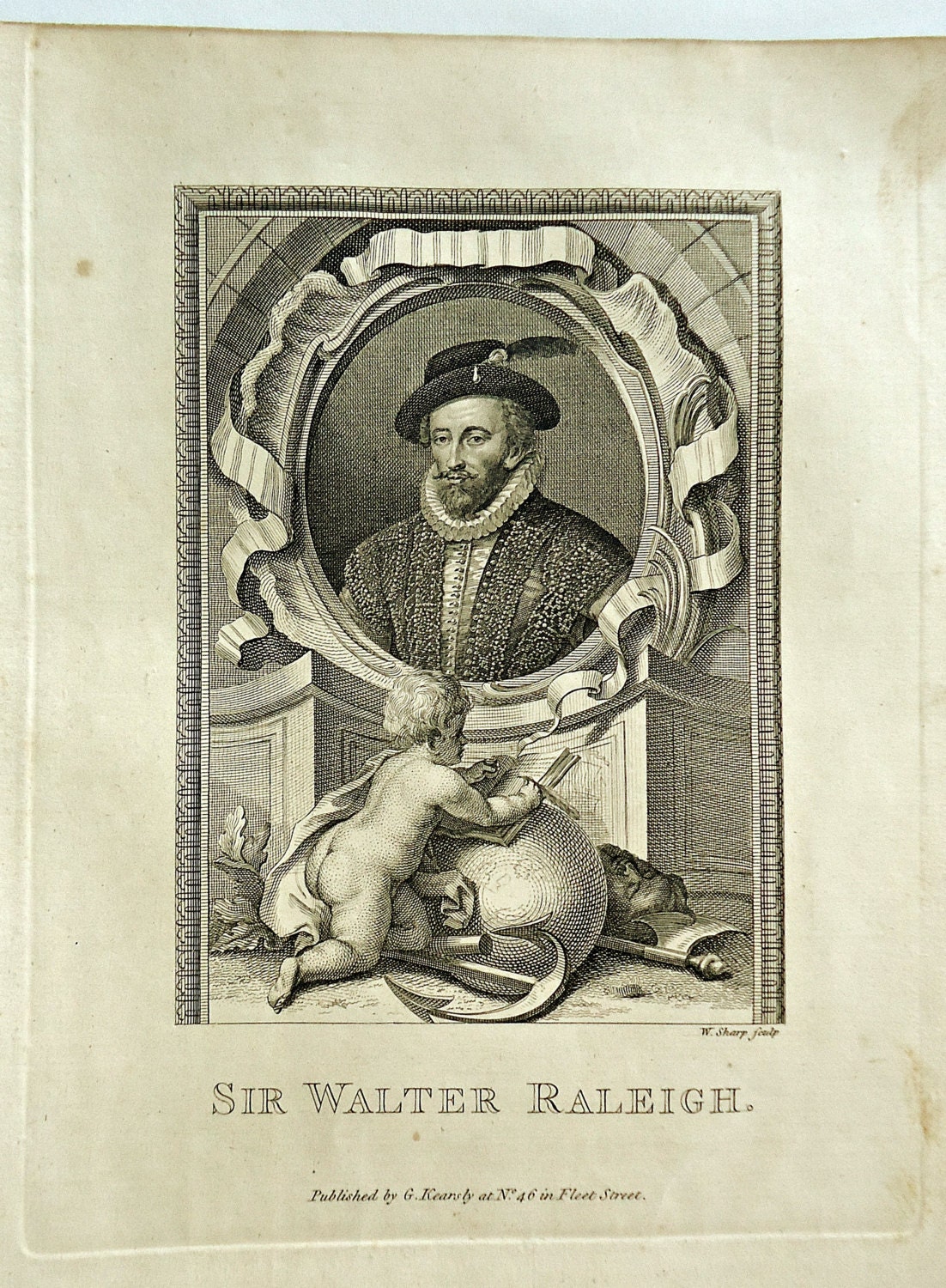 Sir Walter Raleigh Portrait, 1700s W. Sharp Copper-plate Engraving - Etsy