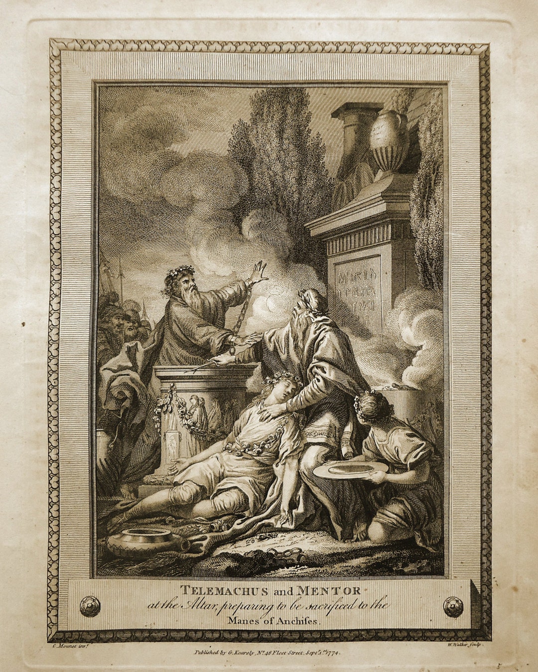 Telemachus and Mentor, 1774 Monnet Walker Copper-plate Engraving ...