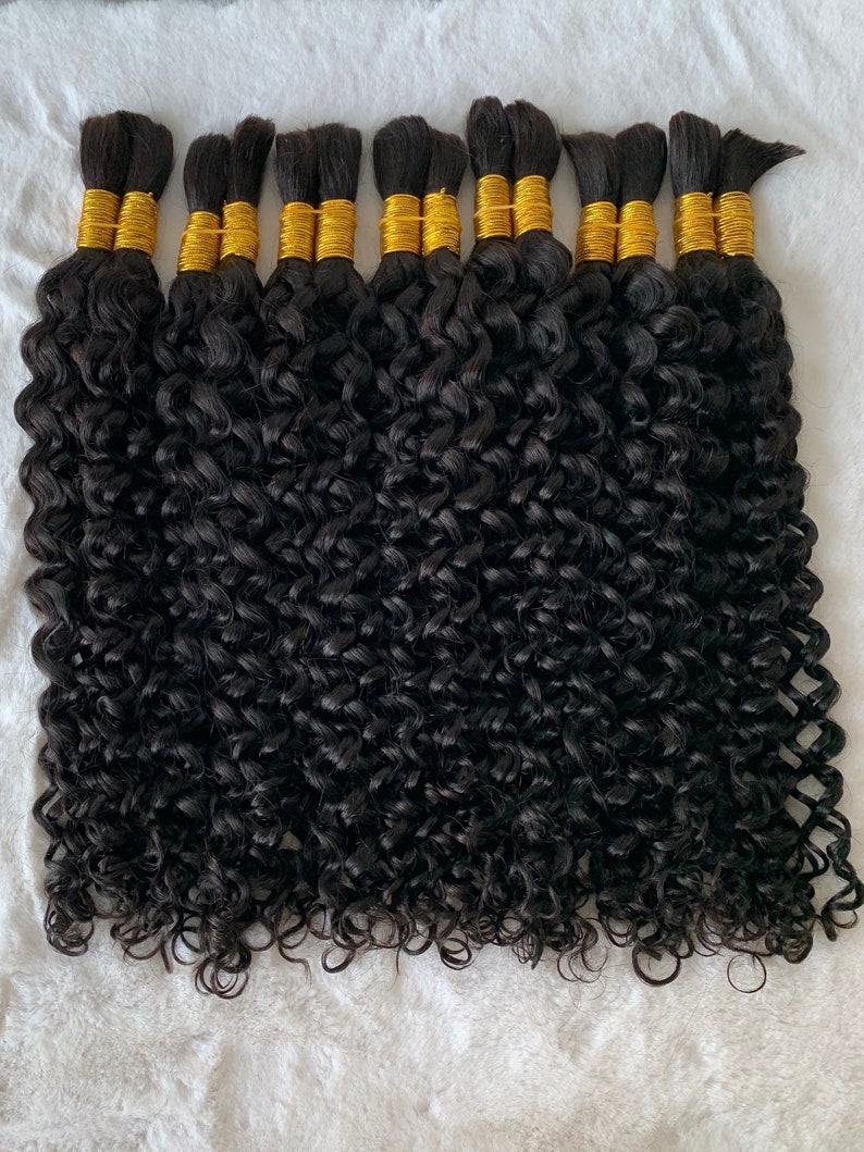 Spanish Curl Human Hair Bulk No Weft 20 Natural Black Color 100% Human ...