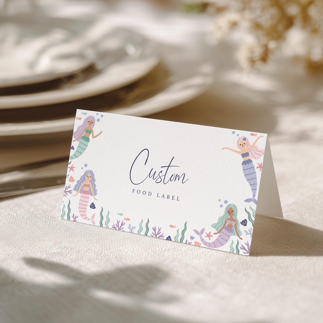 Mermaid Food Labels Editable | Under the Sea Place Cards Printable ...
