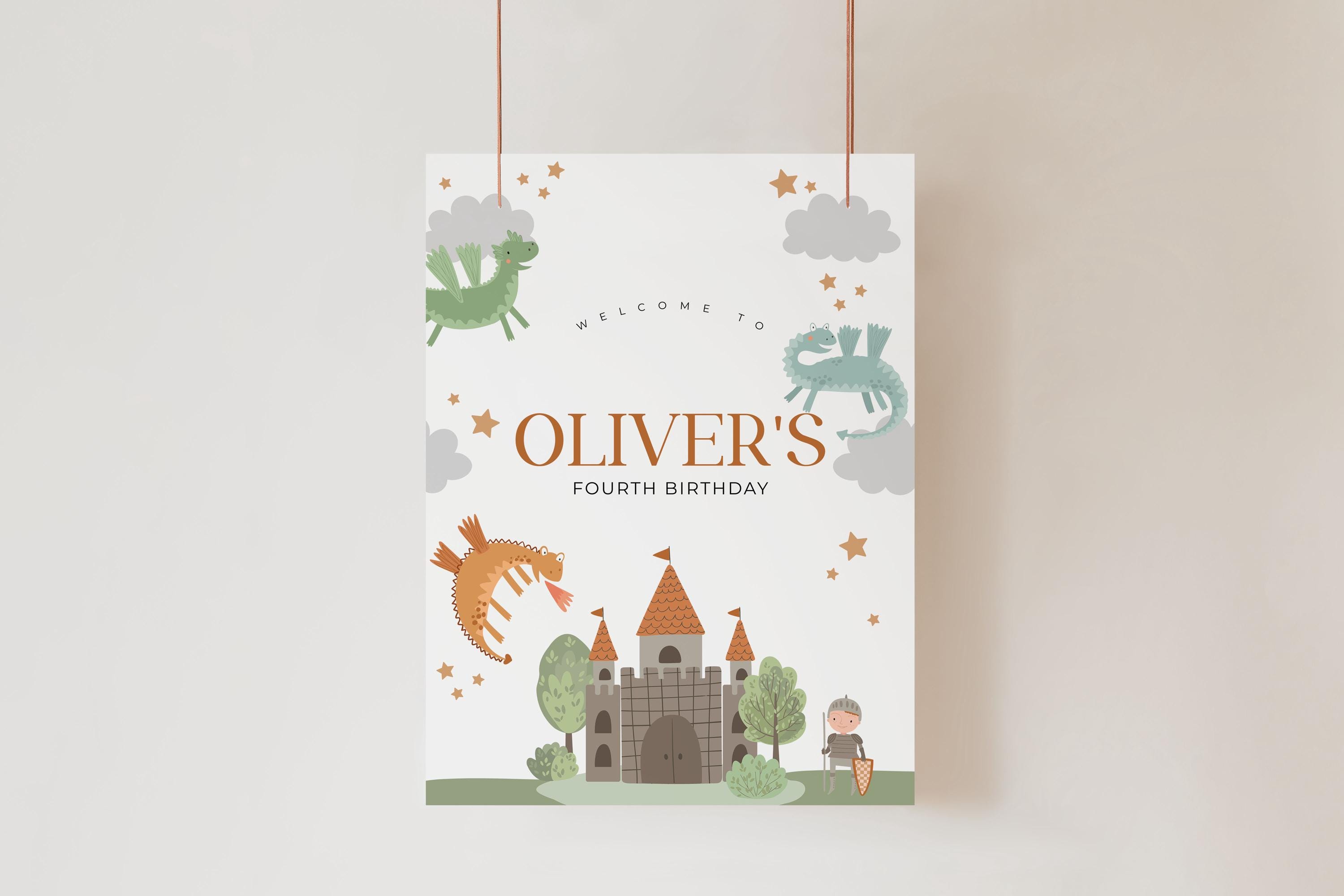 Editable Dragon Knight Welcome Sign: Medieval Birthday Party (instant ...