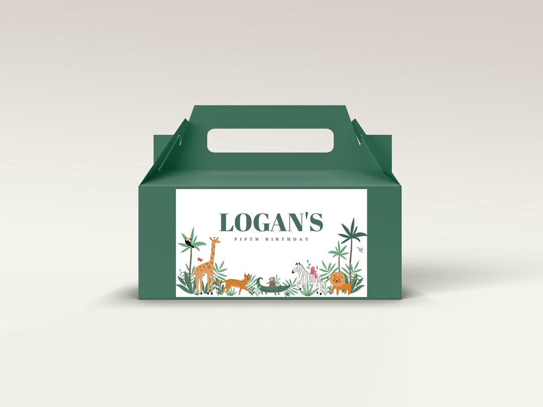 Jungle Gable Box Labels: Editable Safari Animal Party Favor Stickers - Etsy