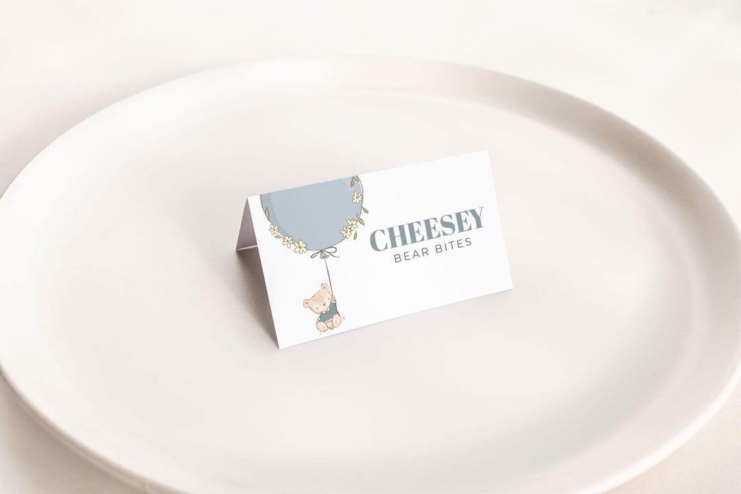 Beary First Birthday Food Labels: Editable Teddy Bear Tent Cards ...