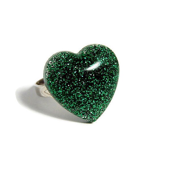 Green Heart Ring - Etsy