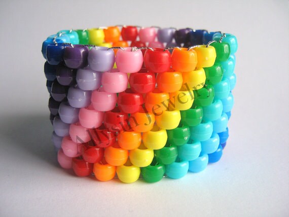 Super Rainbow Kandi Cuff Rave Plur Jewelry