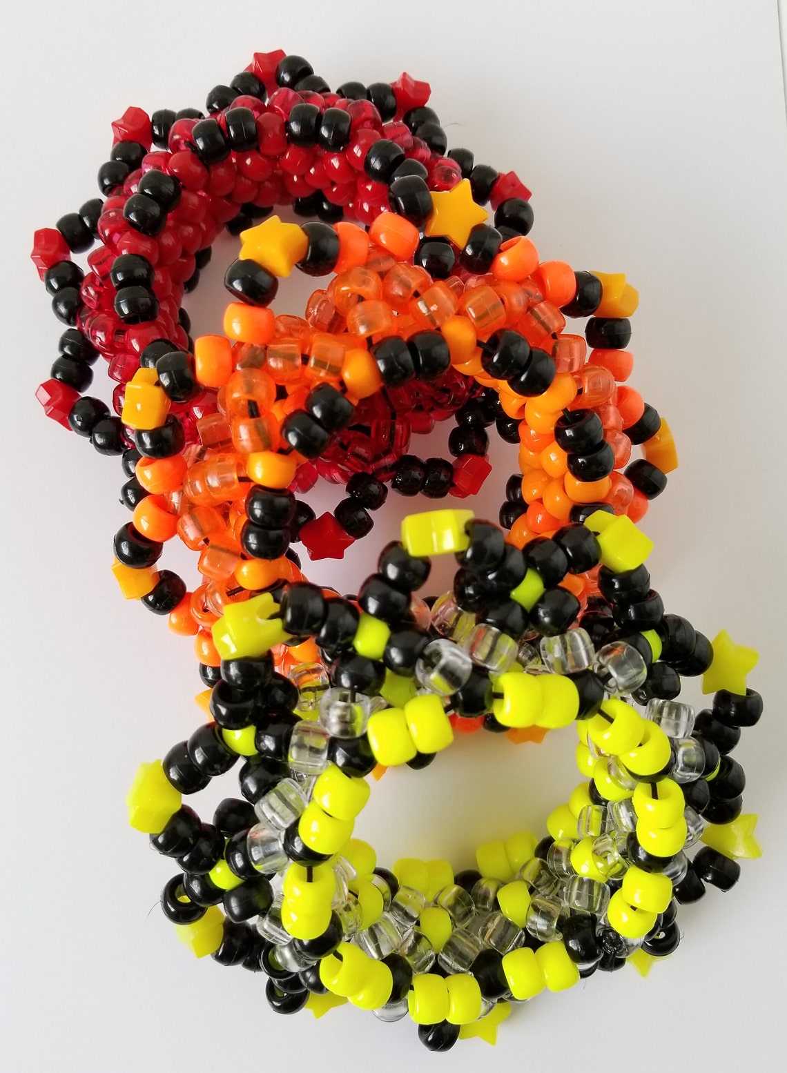 3D UFO Kandi Neon Yellow Kandi Cuff Star Disc Bracelet Rave - Etsy