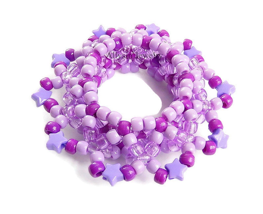 3D Purple Kandi Cuff, Stars, Disc Bracelet, Rave Plur Kandi - Etsy