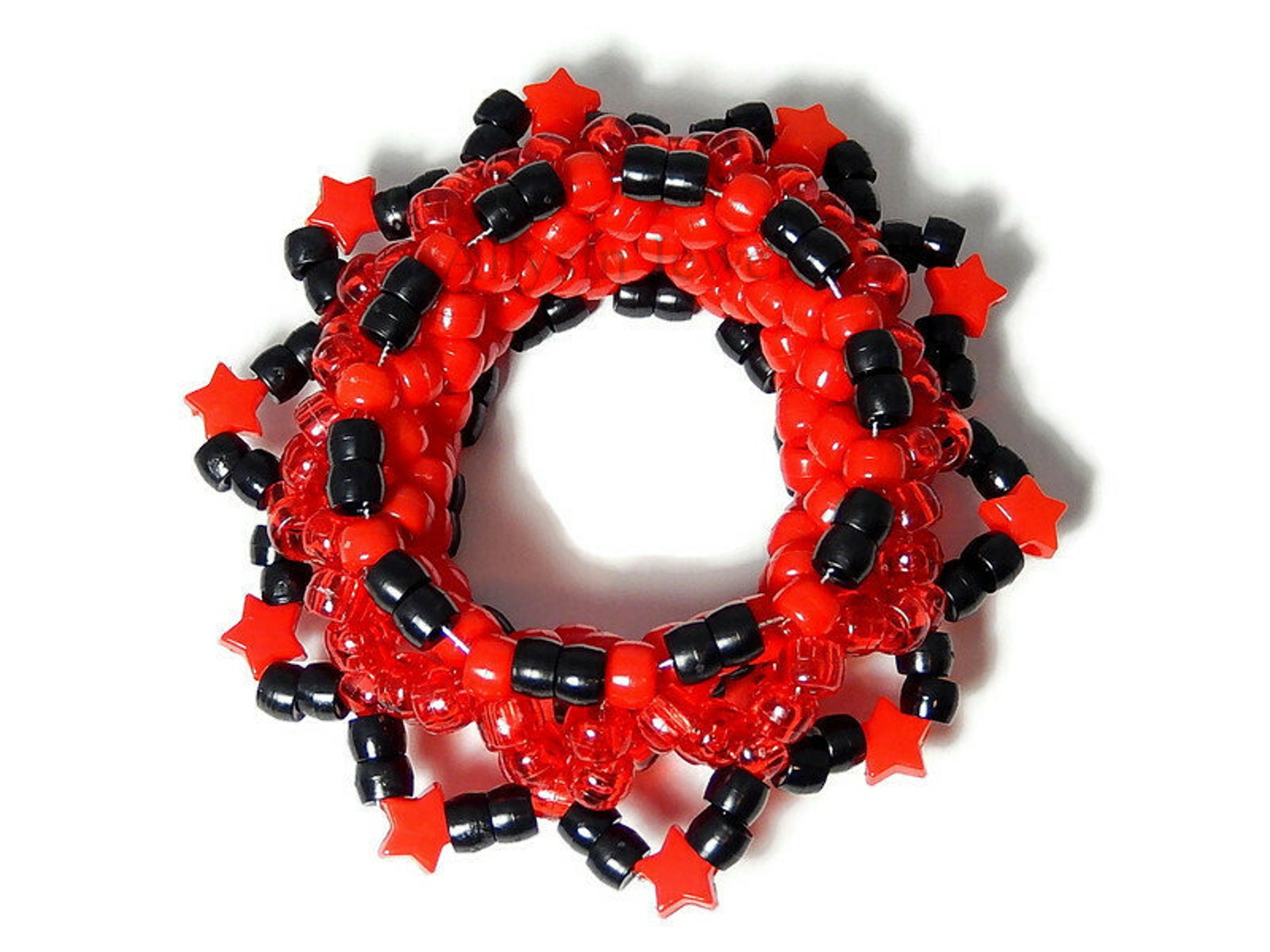 3D Red Kandi Cuff Stars Disc Bracelet Rave Plur Kandi - Etsy