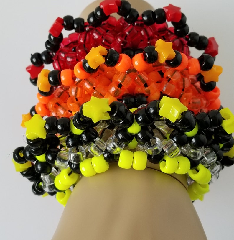 3D UFO Kandi Neon Yellow Kandi Cuff Star Disc Bracelet Rave - Etsy