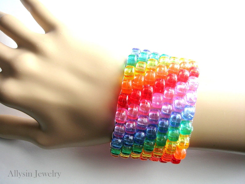 Transparent Rainbow Kandi, Cuff Bracelet, Raver Plur - Etsy