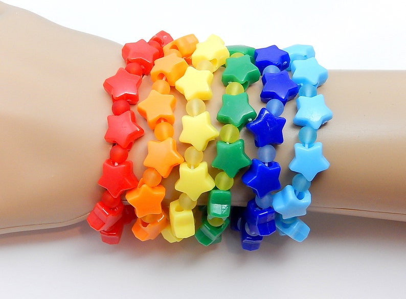 Rainbow Star Kandi Bracelets Kandy Singles Set Rave Plur | Etsy