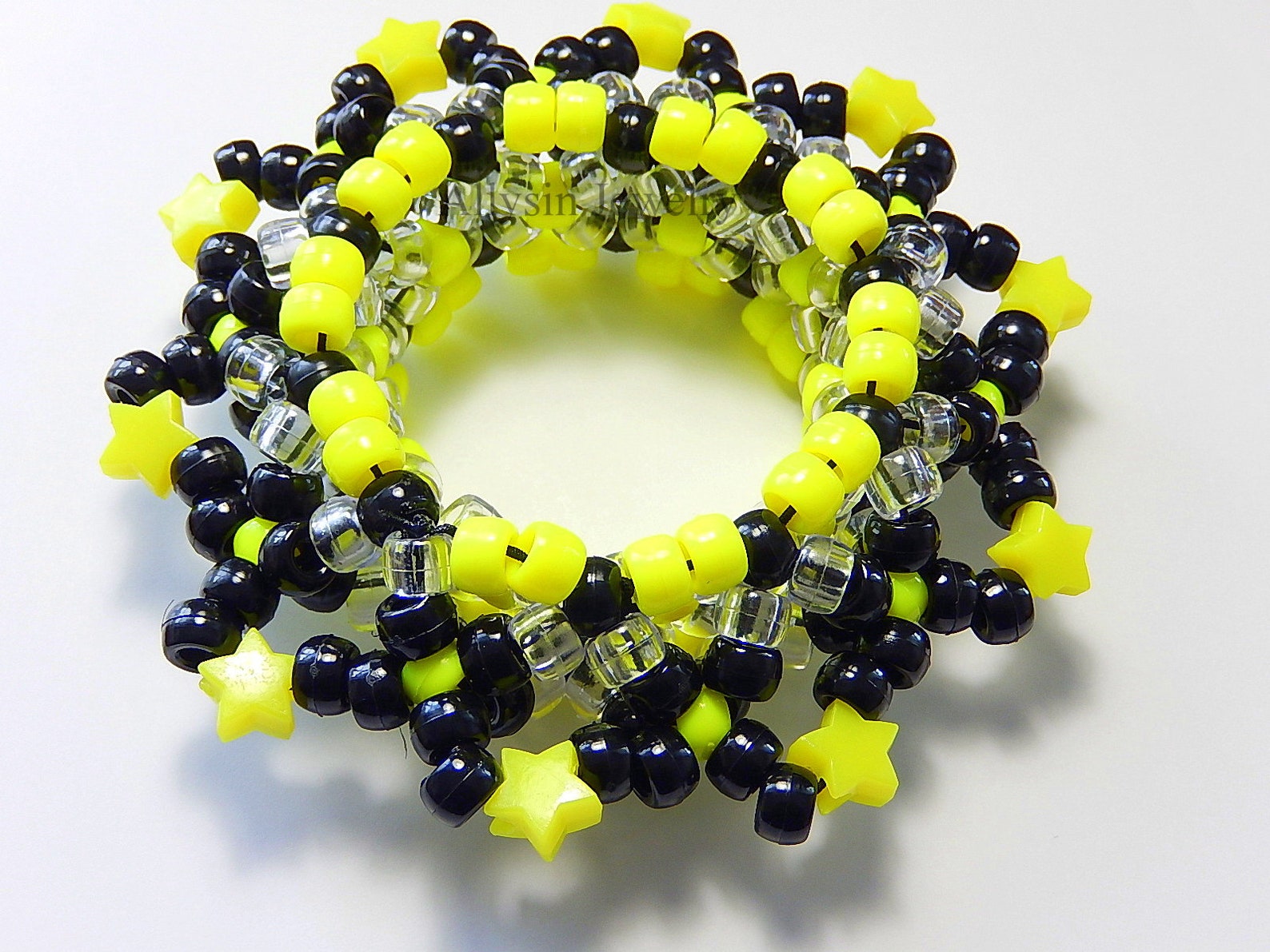 3D UFO Kandi Neon Yellow Kandi Cuff Star Disc Bracelet Rave - Etsy