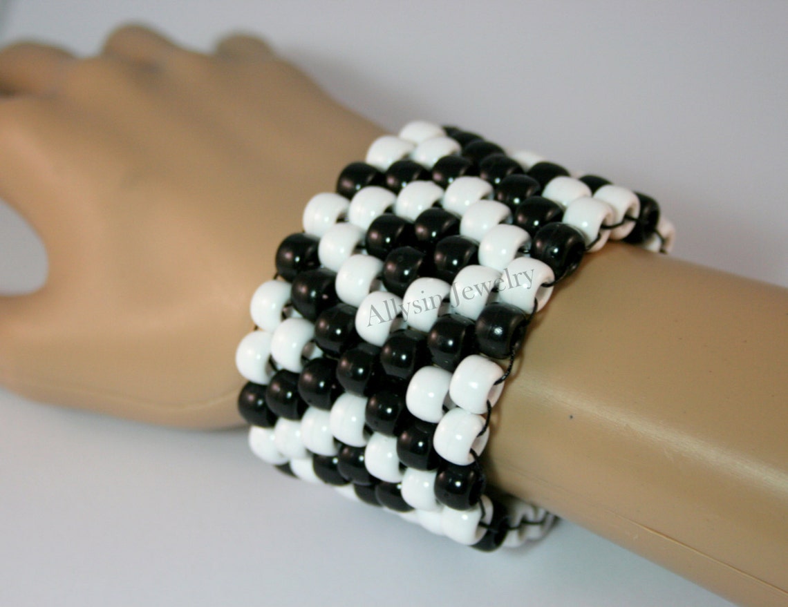 Black White X Kandi Cuff Kandy Bracelet Raver Plur Diamond - Etsy