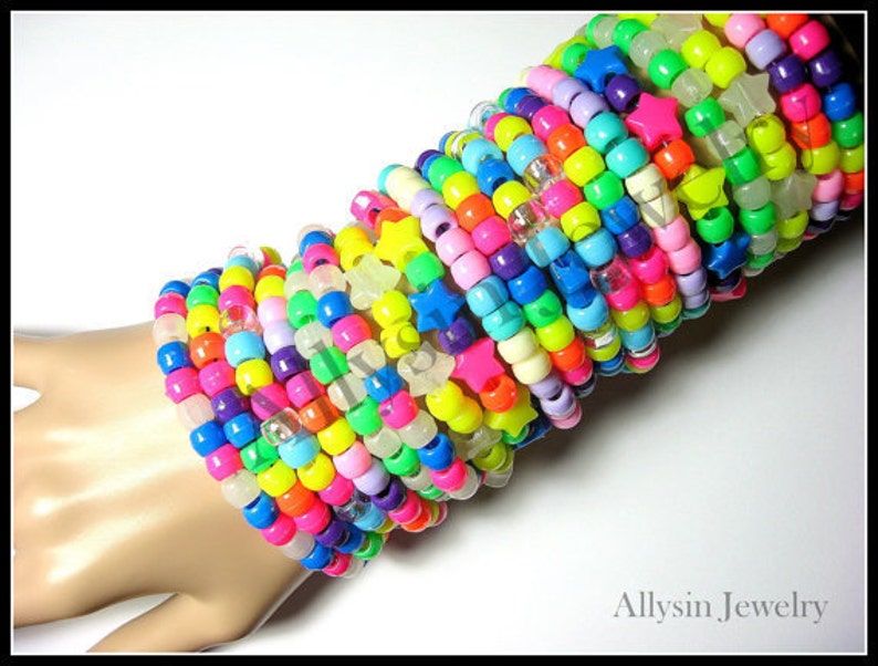 Kandi Bracelets Singles Neon Rainbow Rave Jewelry | Etsy