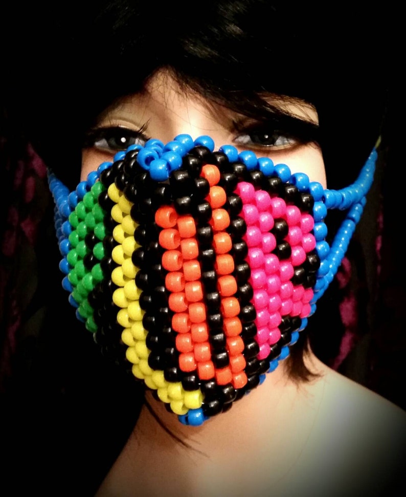 PLUR Kandi Mask Neon Surgical Mask Rave Mask Black and Blue | Etsy