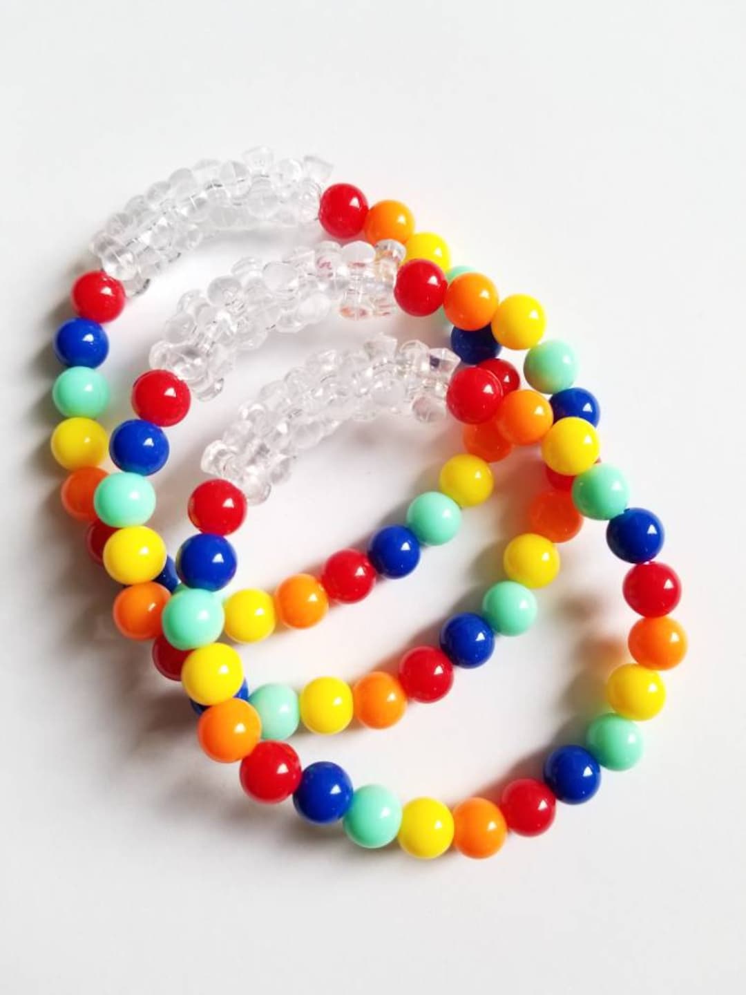 Rainbow Kandi Beaded Bracelets, Kandy Set, Rave Plur Singles - Etsy