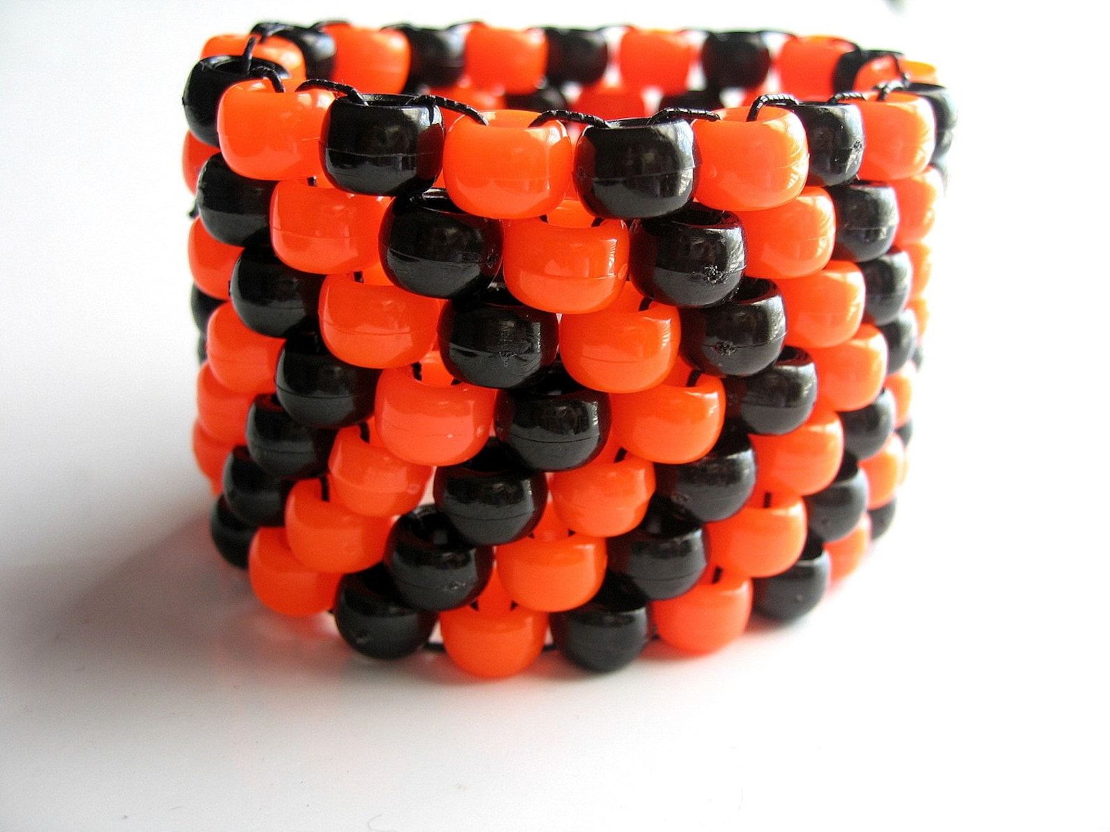 Orange, Black Kandi Cuff, Neon Bracelet, Arrow Pattern, Edm Rave ...