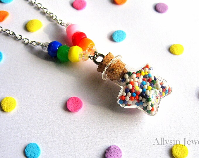 Rainbow Bottle Necklace Star Sprinkles Potion Candy - Etsy