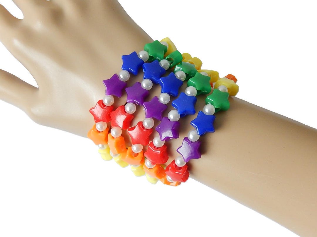 Rainbow Kandi Bracelets, Star Kandy Set, Rave Plur Singles - Etsy