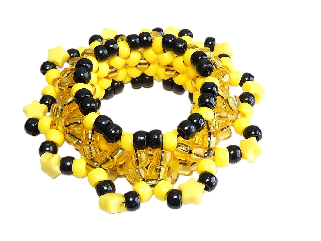 Yellow 3D Kandi Cuff, UFO Kandi, Star Disc Bracelet, Rave Plur - Etsy