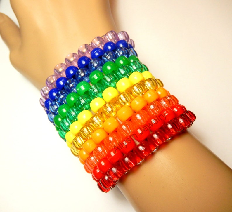 Rainbow Kandi Cuff Raver Bracelet Plur Kandy - Etsy Israel