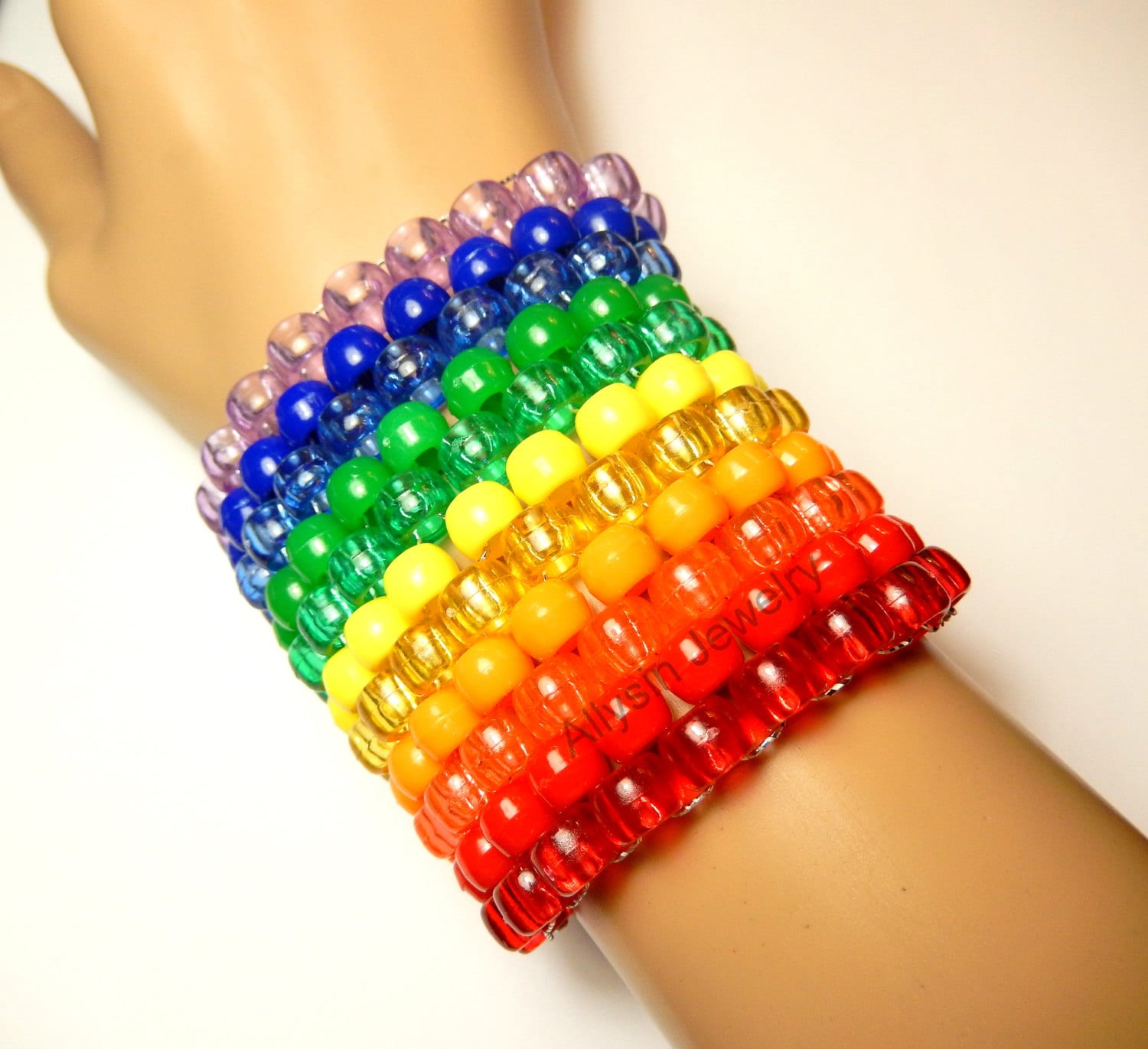 Rainbow Kandi Cuff Raver Bracelet Plur Kandy - Etsy Israel