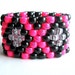 Kandi Cuff, Hot Pink, Black X Pattern, Rave Plur - Etsy