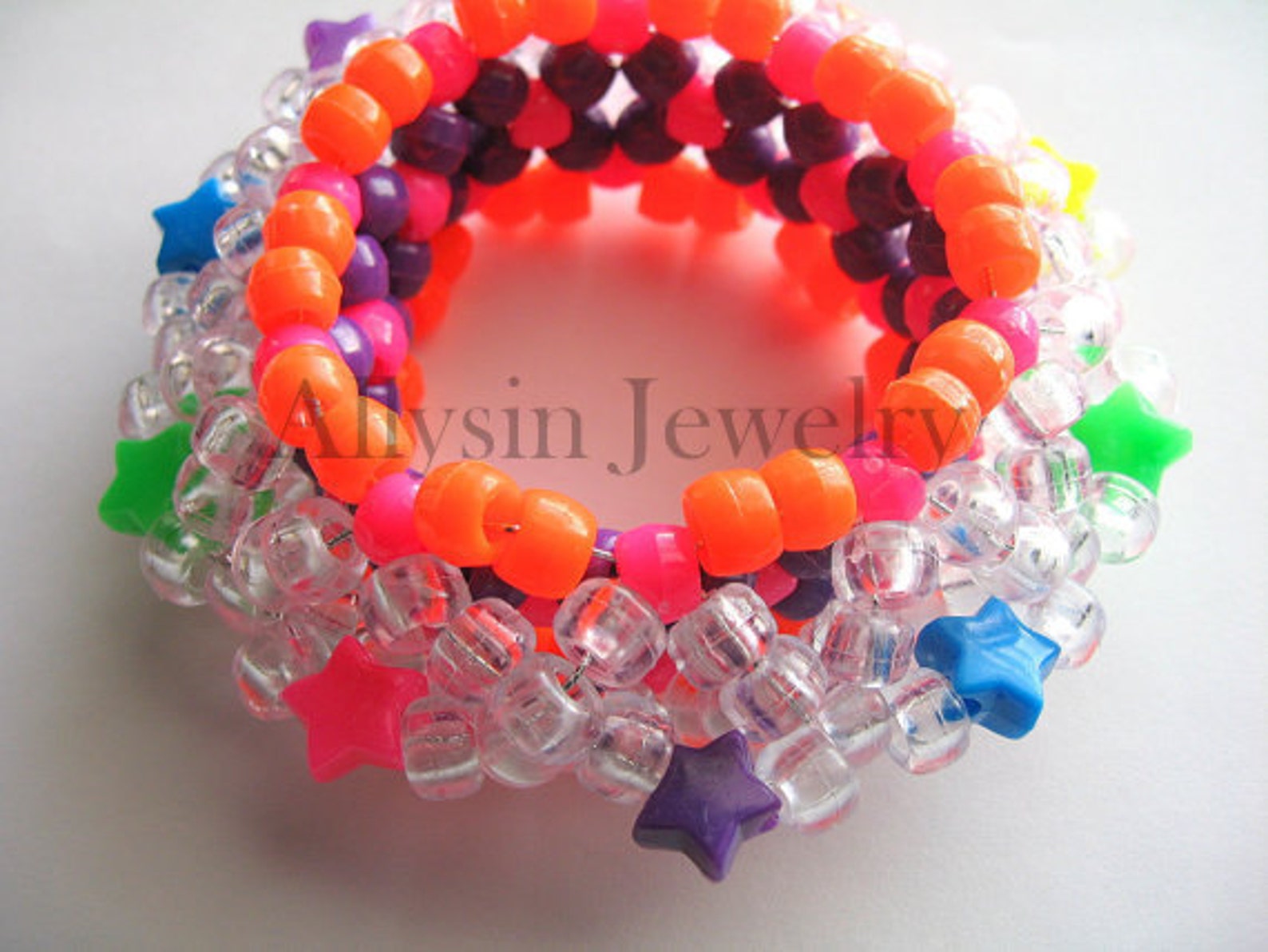 3D Star Kandi Cuff Neon Rainbow Bracelet Disc Style Rave - Etsy
