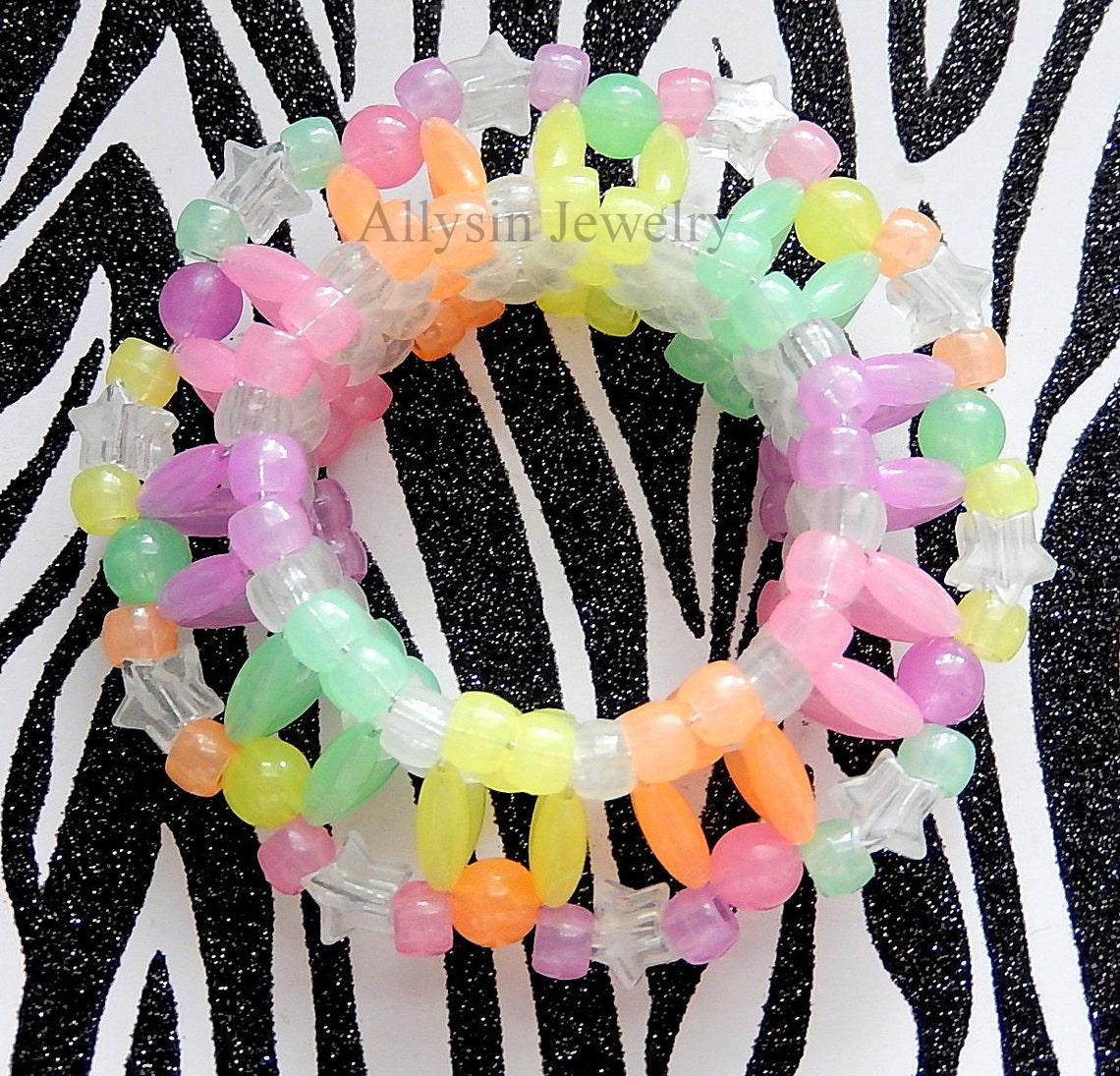 3D Glow Kandi Cuff Bracelet, Pastel Kandi, Star Cuff, Disc Style ...