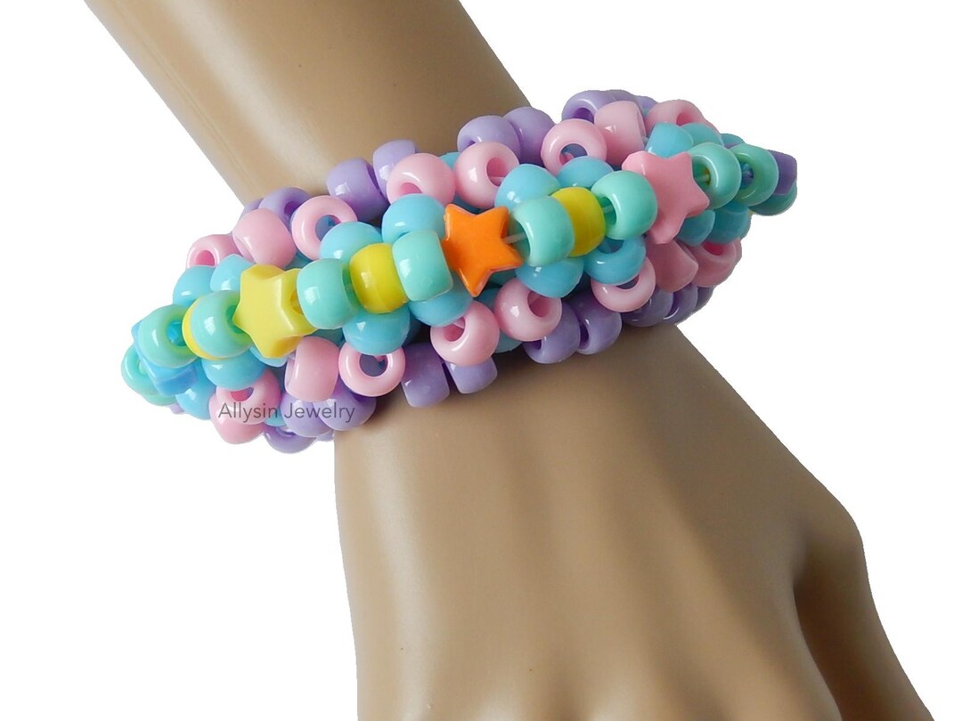 3D Pastel Kandi Cuff, Star Disc Bracelet, Rave Plur - Etsy