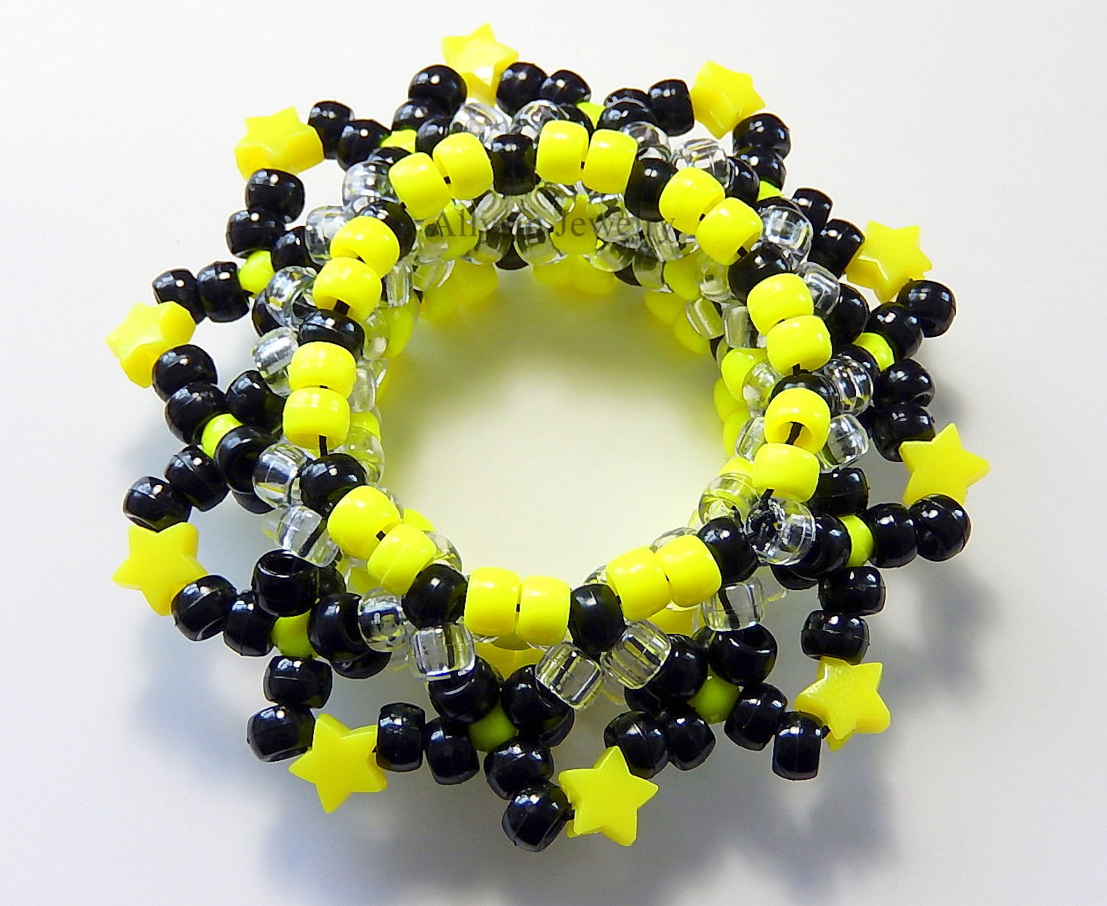 3D UFO Kandi Neon Yellow Kandi Cuff Star Disc Bracelet Rave - Etsy