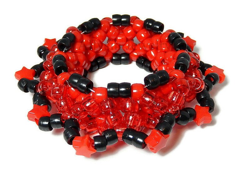 3D Red Kandi Cuff Stars Disc Bracelet Rave Plur Kandi - Etsy