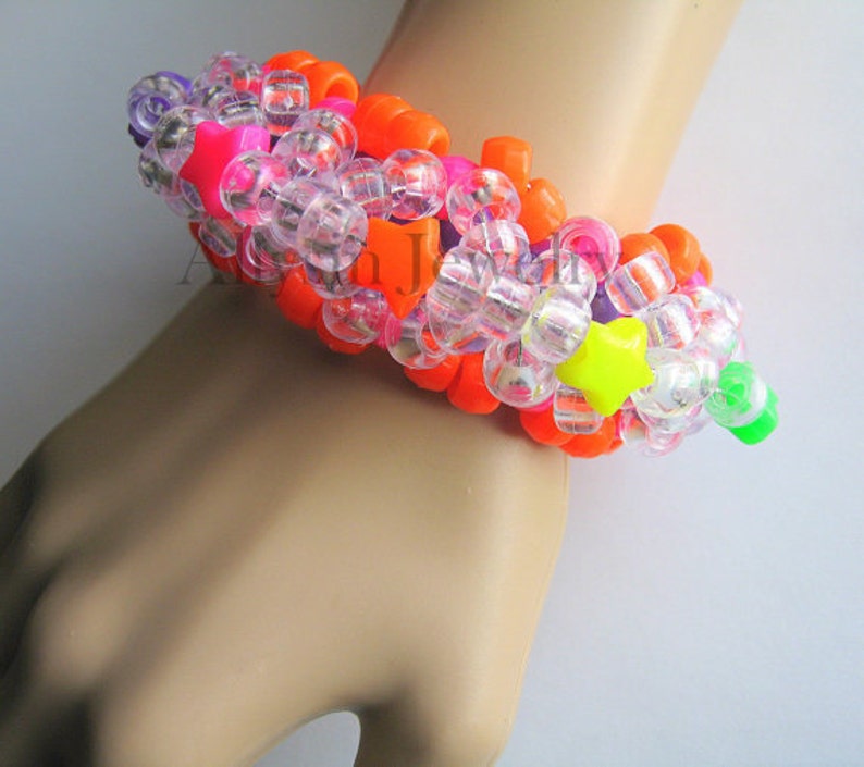 3D Star Kandi Cuff Neon Rainbow Bracelet Disc Style Rave - Etsy