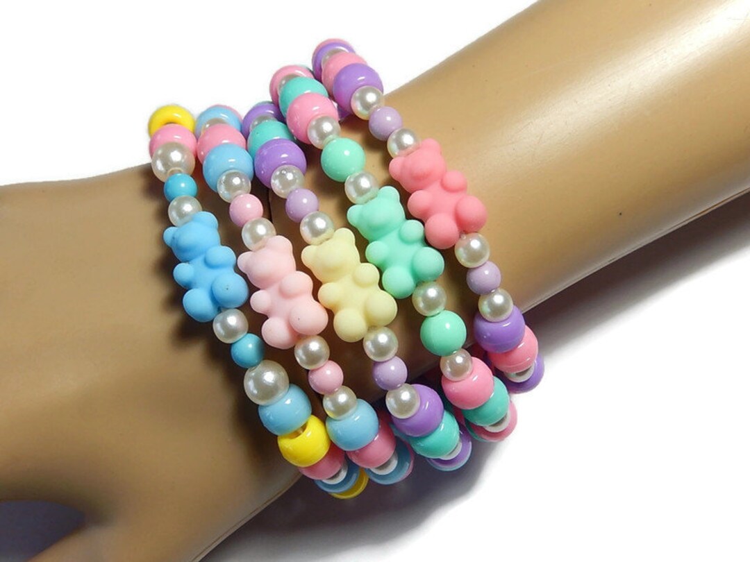 Pastel Pearl Kandi, Gummy Bear Kawaii Bracelet Singles, Rave Jewelry - Etsy