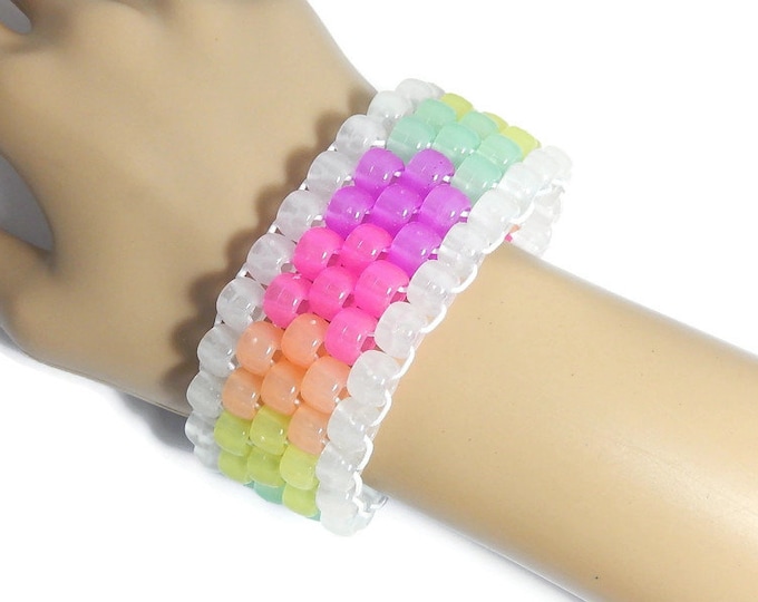 Glow Kandi Cuff, Fairy Kei Rave, Pastel Kandi Cuff, Glow in the Dark ...