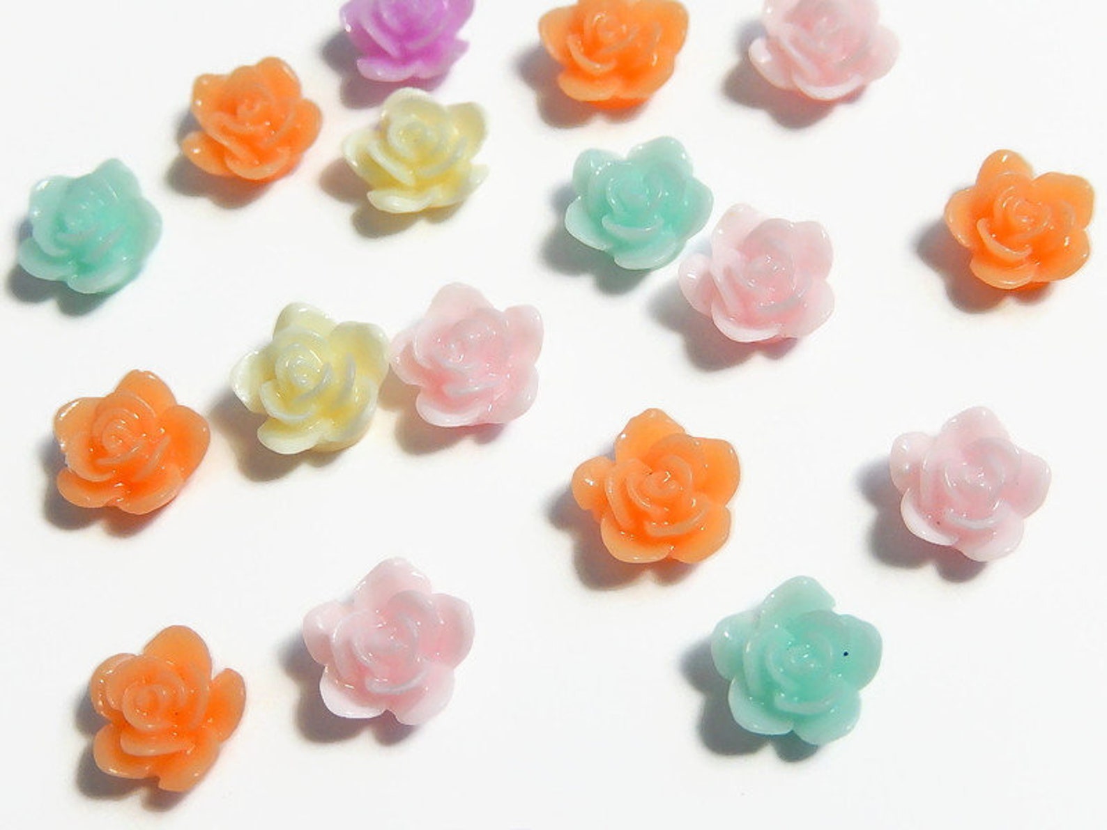 Tiny Flower Cabochons Multi Color Lot 8mm Rose Cabochons - Etsy