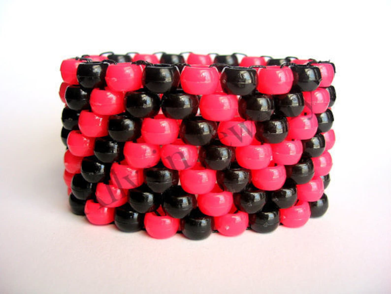 Pink Black Kandi Cuff Kandi Bracelet Neon Zigzag Cuff | Etsy