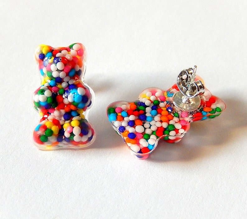 Gummy Bear Earrings Sprinkles Studs Resin Candy Posts Etsy