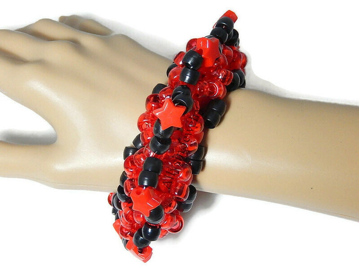 3D Red Kandi Cuff Stars Disc Bracelet Rave Plur Kandi - Etsy