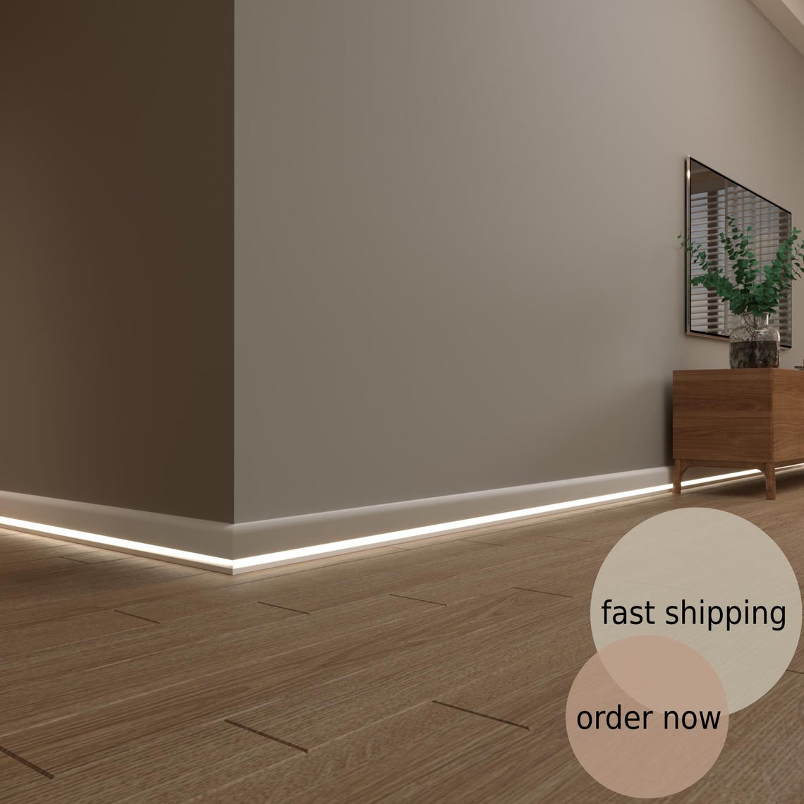 Battiscopa con luce a LED per pavimento, modanatura per parete ...