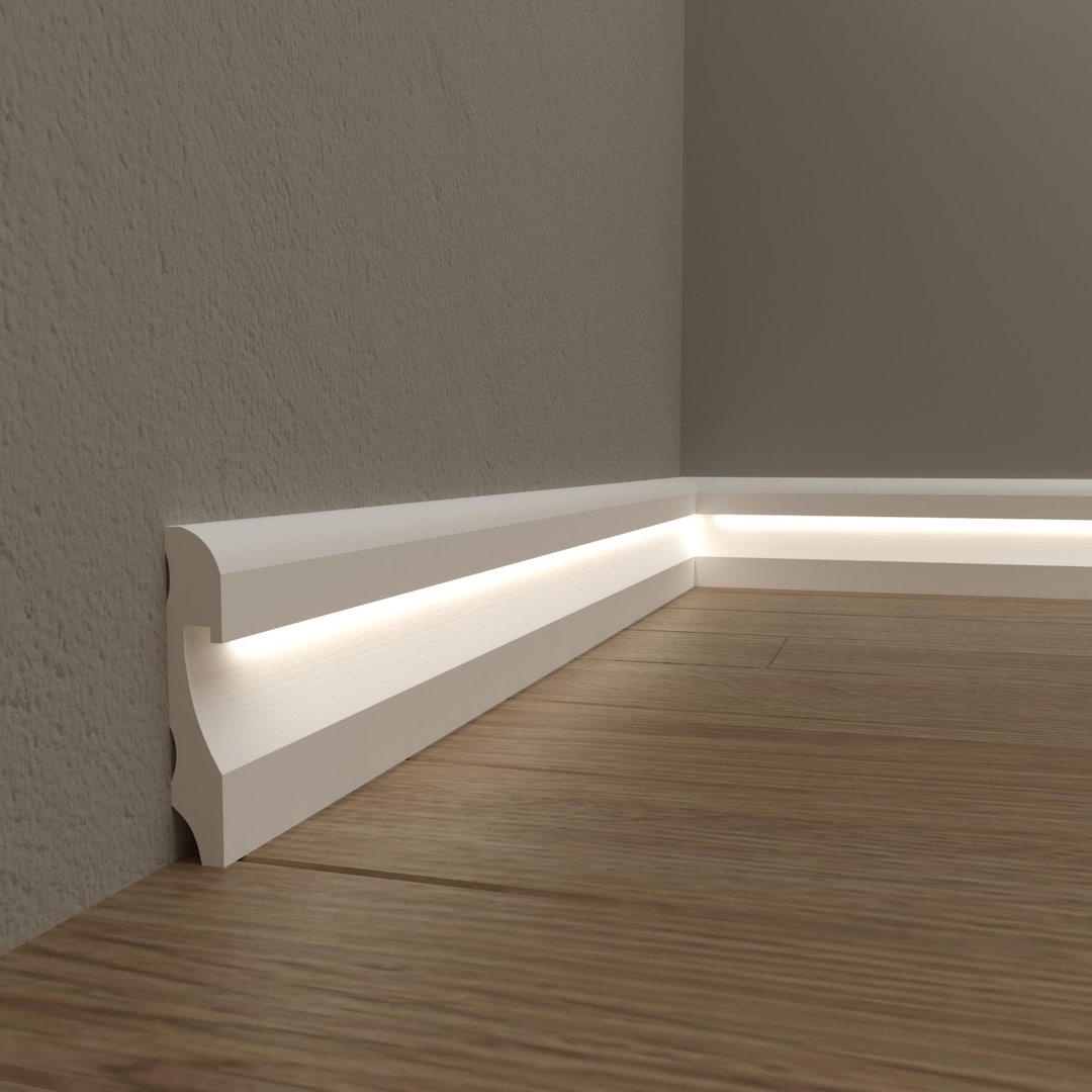 Led Baseboard Decor, Led Floor Moulding, White Molding, Polymer Board ...